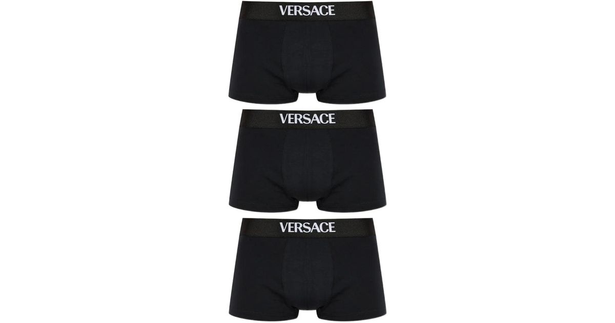 Versace Logo Boxer Briefs (3 Pack) in Black | Lyst