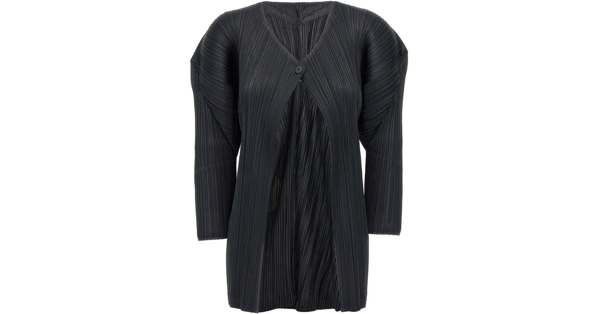 Pleats Please Issey Miyake 'Monthly Colors: July' Cardigan in Black | Lyst