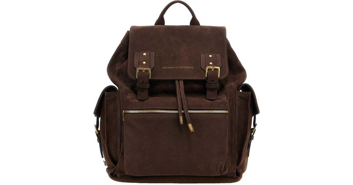 Brunello Cucinelli 'City' Backpack in Brown for Men | Lyst
