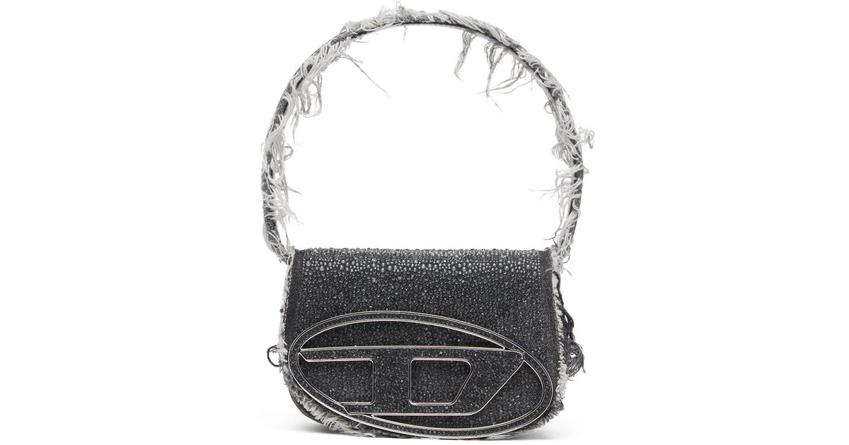 DIESEL Denim Mini Rhinestone Shoulder Bag in Gray | Lyst