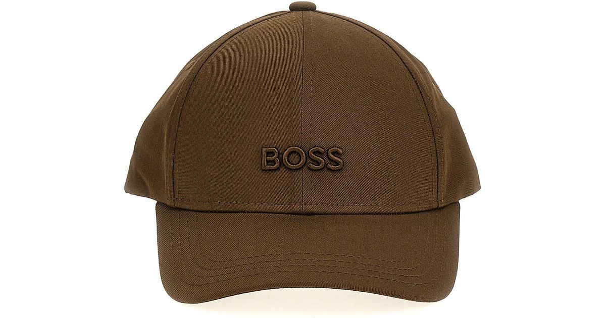 BOSS Logo Embroidery Cap Hats in Brown for Men | Lyst UK