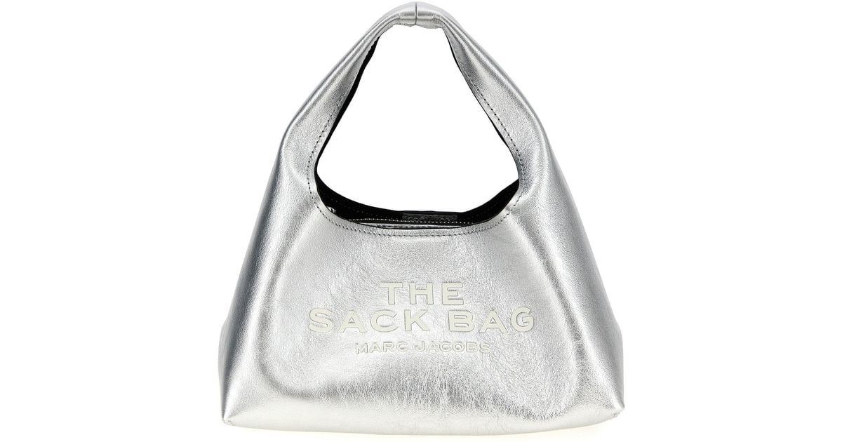 Marc Jacobs 'The Metallic Leather Mini Sack Bag' Handbag in White | Lyst