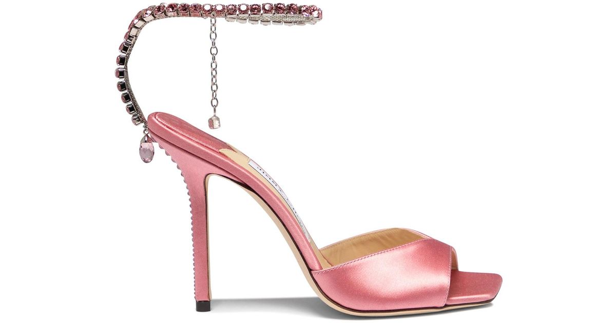 Jimmy Choo Luxurious Satin And Leather Sandals For in Pink | Lyst