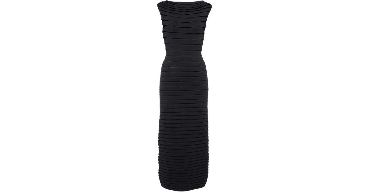 Alaïa 3D-Stripe Midi Dress in Black | Lyst