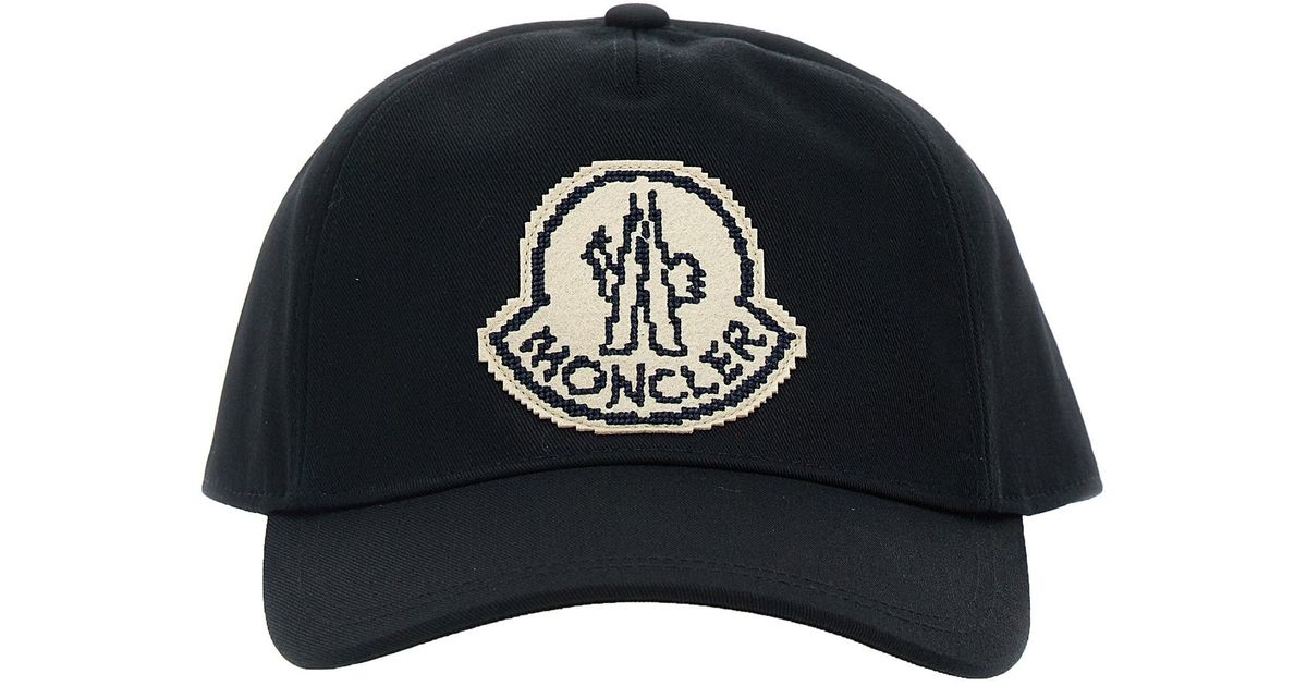 Moncler Logo Patch Cap in Black for Men | Lyst UK