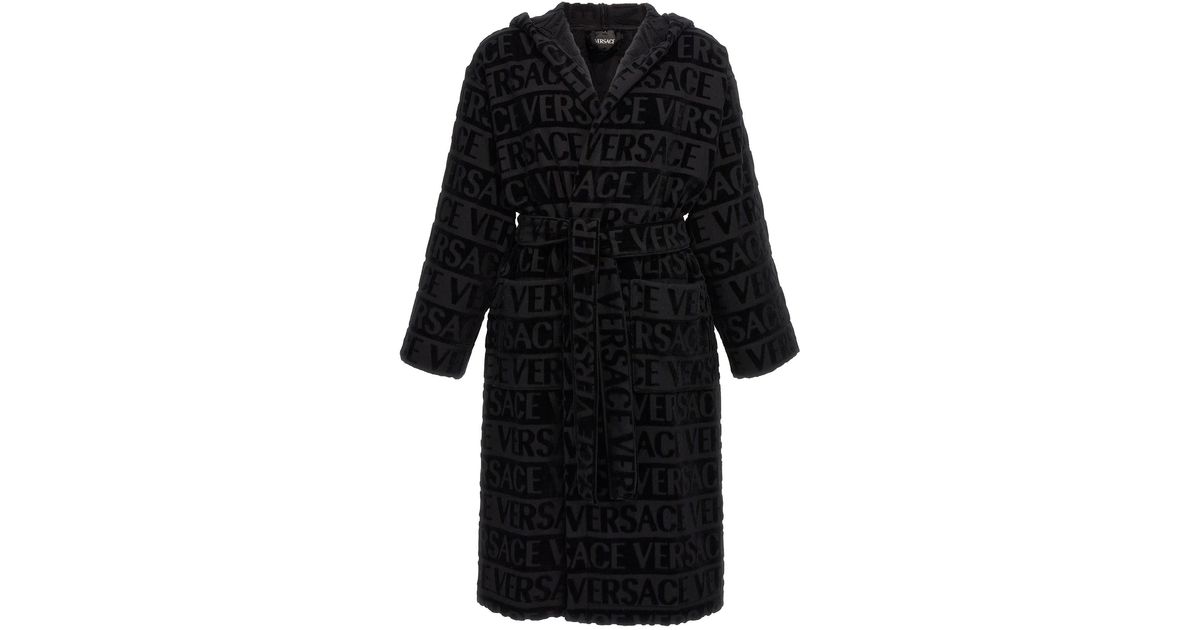 Versace 'Versace Allover' Bathrobe in Black for Men | Lyst