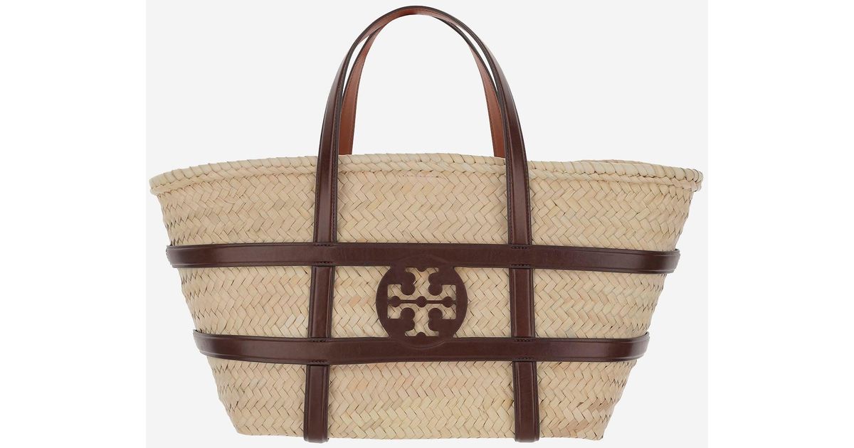 Tory Burch Ella Straw Shopping Bag in Brown | Lyst