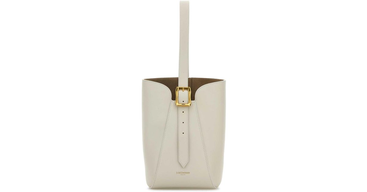 J&m Davidson Ivory Leather Quiver Nano Bucket Bag in White | Lyst