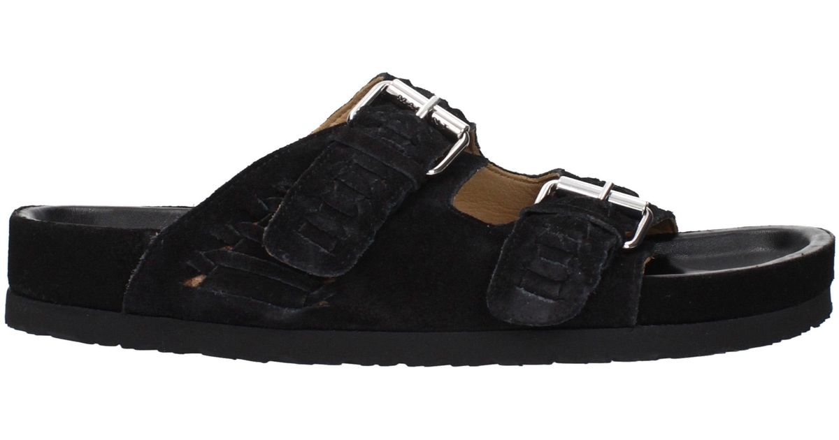 Isabel Marant Slippers And Clogs Lekson Suede in Black | Lyst UK