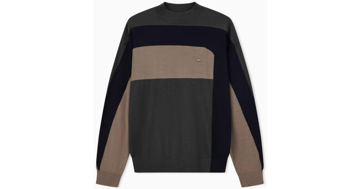Emporio Armani Color Block Sweater in Black | Lyst UK