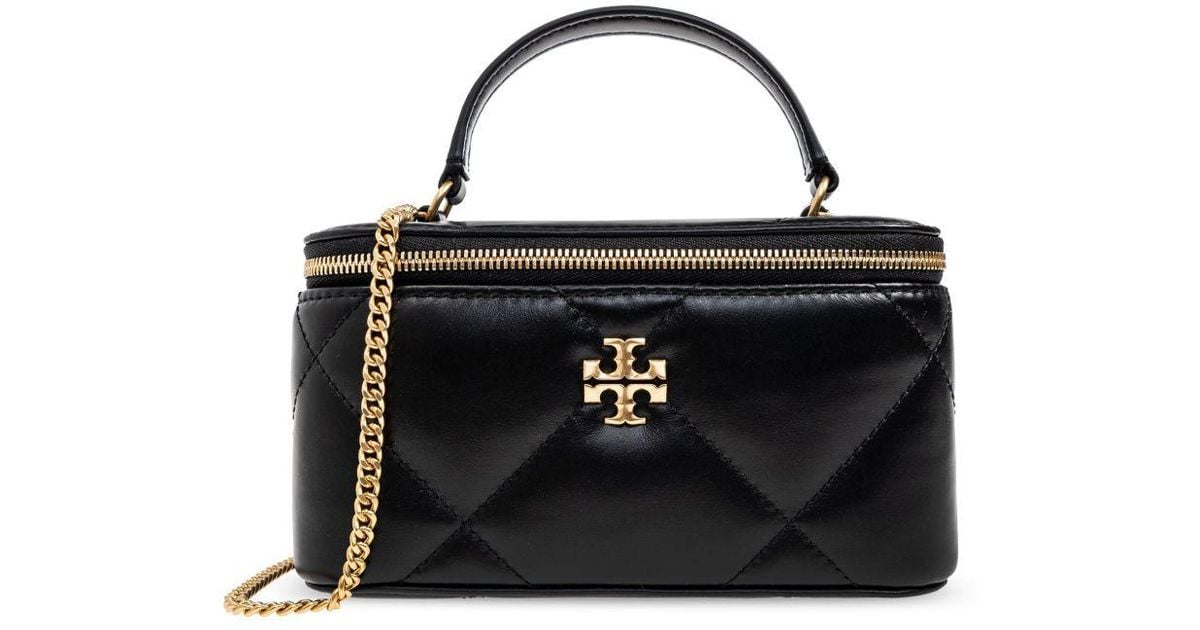 Tory Burch Kira Diamond Leather Vanity Case in Black | Lyst UK