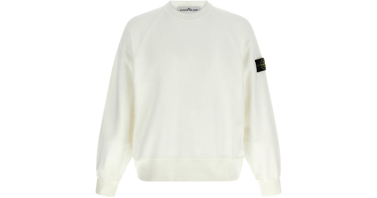 Stone Island Logo Badge Sweatshirt in White for Men | Lyst UK