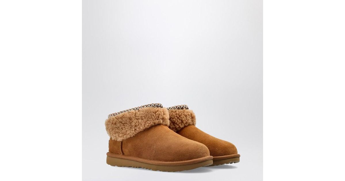 UGG Chestnut Classic Ultra Mini Maxi Curly Ankle Boots in Brown | Lyst UK
