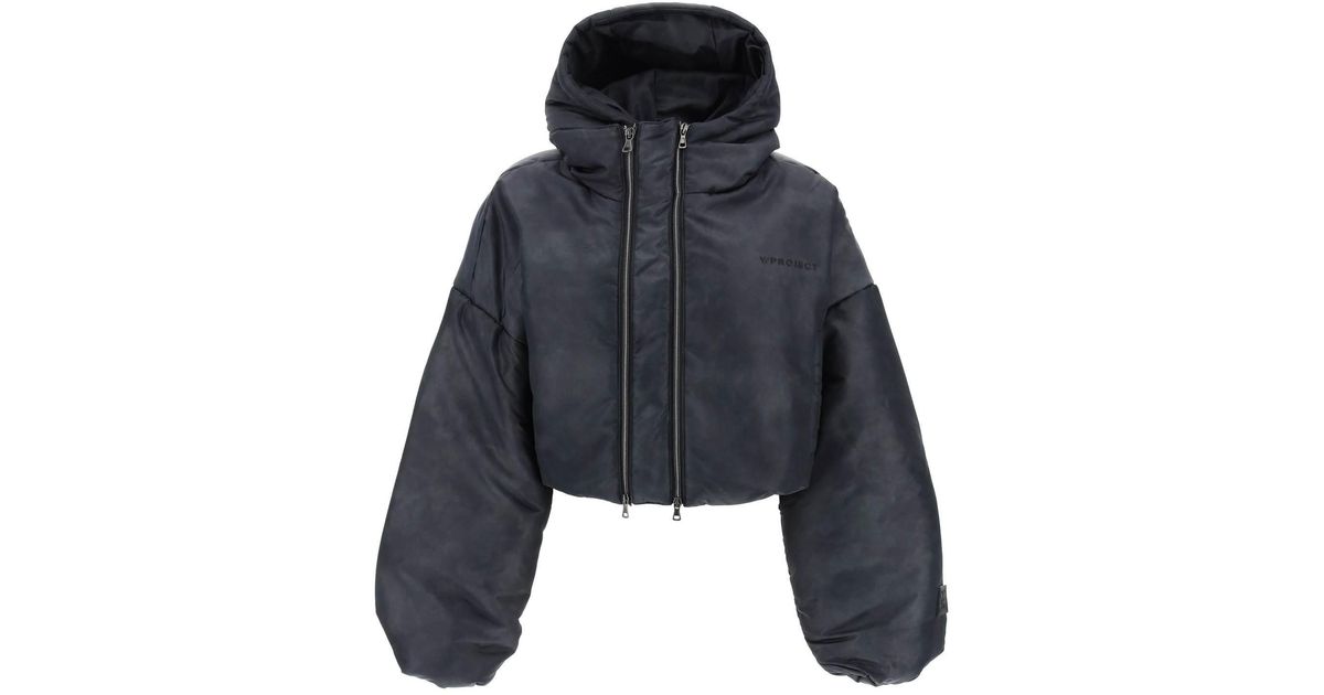 Y. Project Double Collar Cropped Puffer Jacket in Blue | Lyst