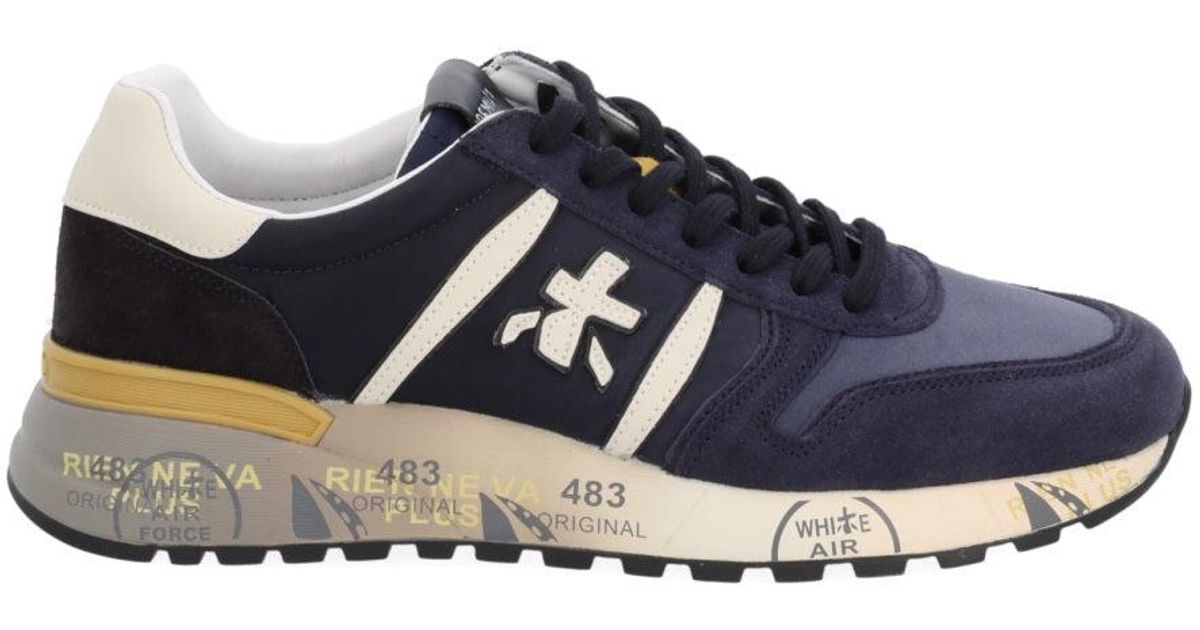 Premiata And Cream Multicolour Sneakers With Graphic Detail in Blue for ...