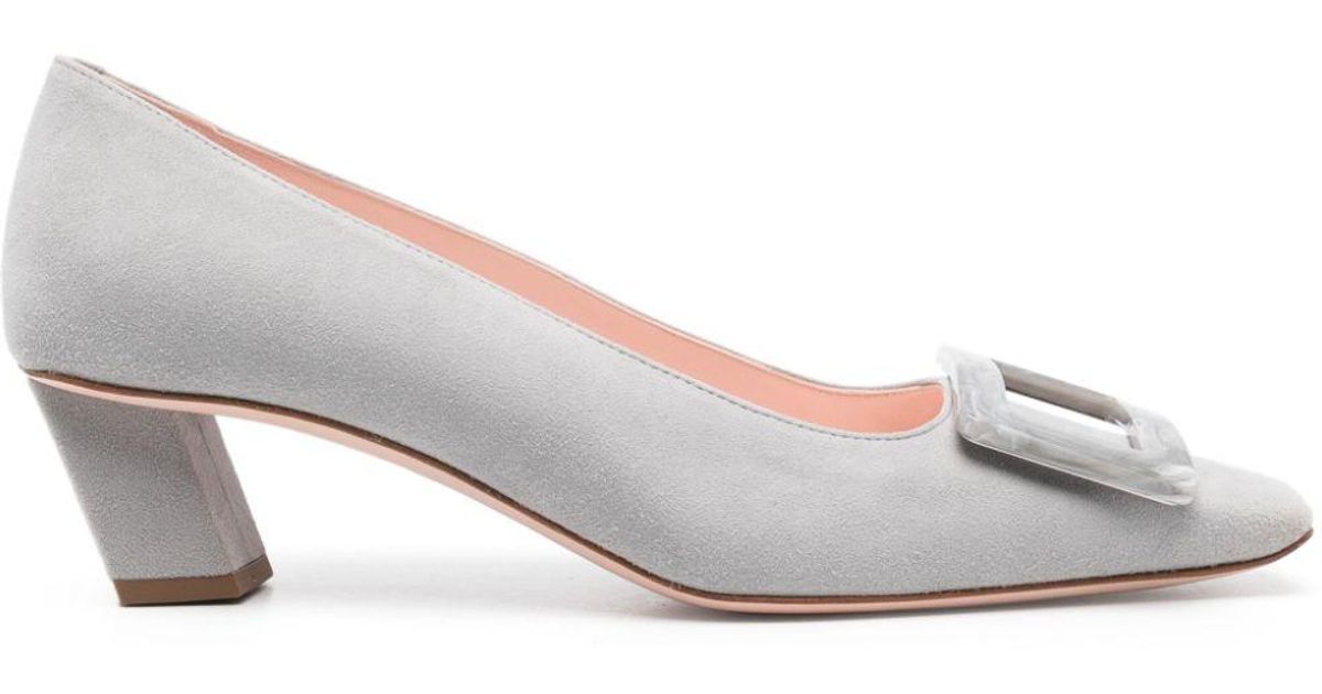 Roger Vivier Belle Vivier Leather Pumps in Gray | Lyst
