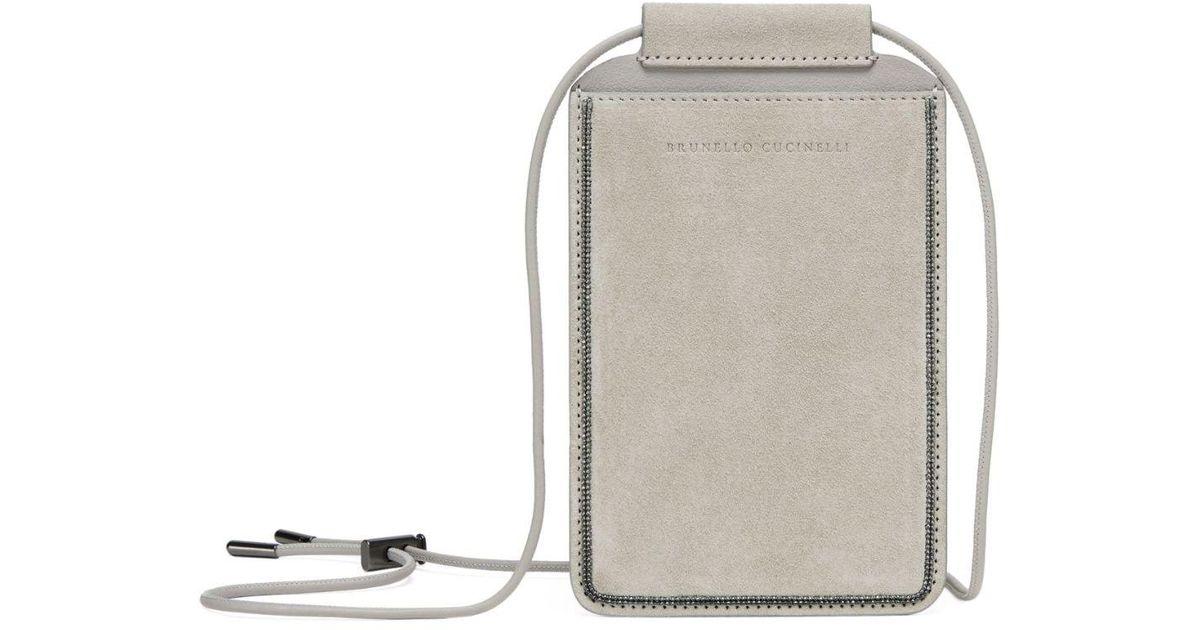 Brunello Cucinelli Suede Phone Cover in Grey | Lyst UK