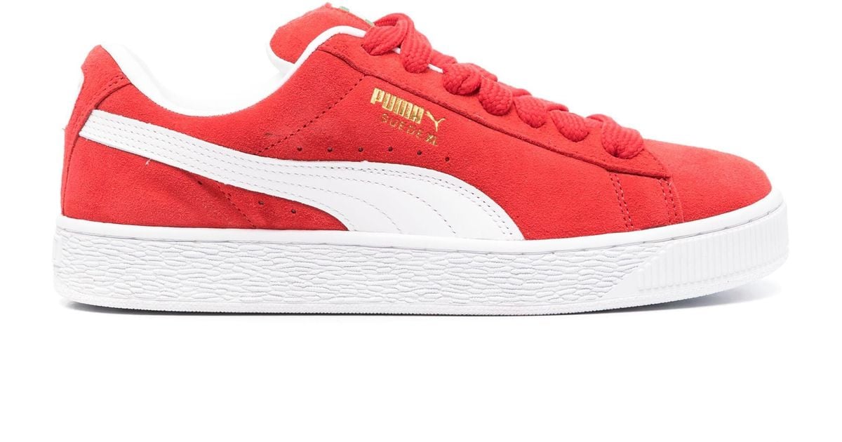 PUMA Suede Xl Logo-print Sneakers in Red for Men | Lyst