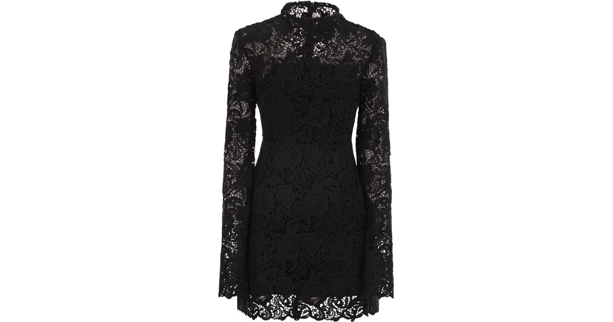 Sportmax Tefrite05 Short Floral Macramé Dress in Black | Lyst UK