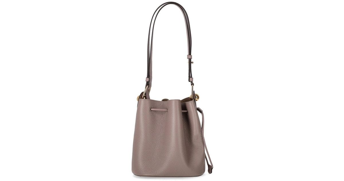 Furla Sfera Mini Stucco Bucket Bag in Brown | Lyst