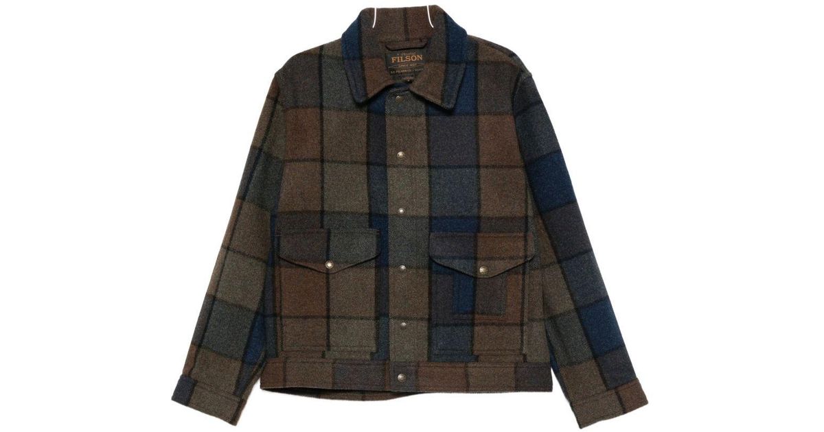 Filson Mackinaw Checked Wool Jacket in Black for Men | Lyst UK