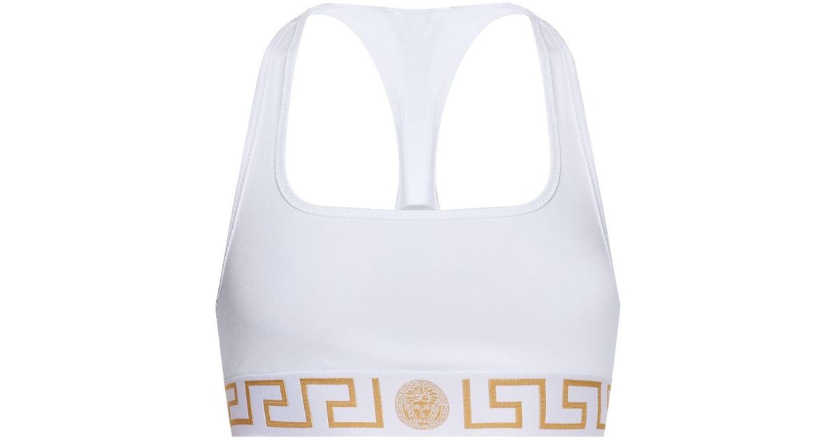 Versace Greca Border Bra in White | Lyst