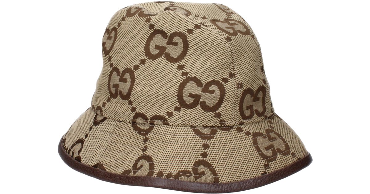 Gucci Hat Cotton in Brown | Lyst UK