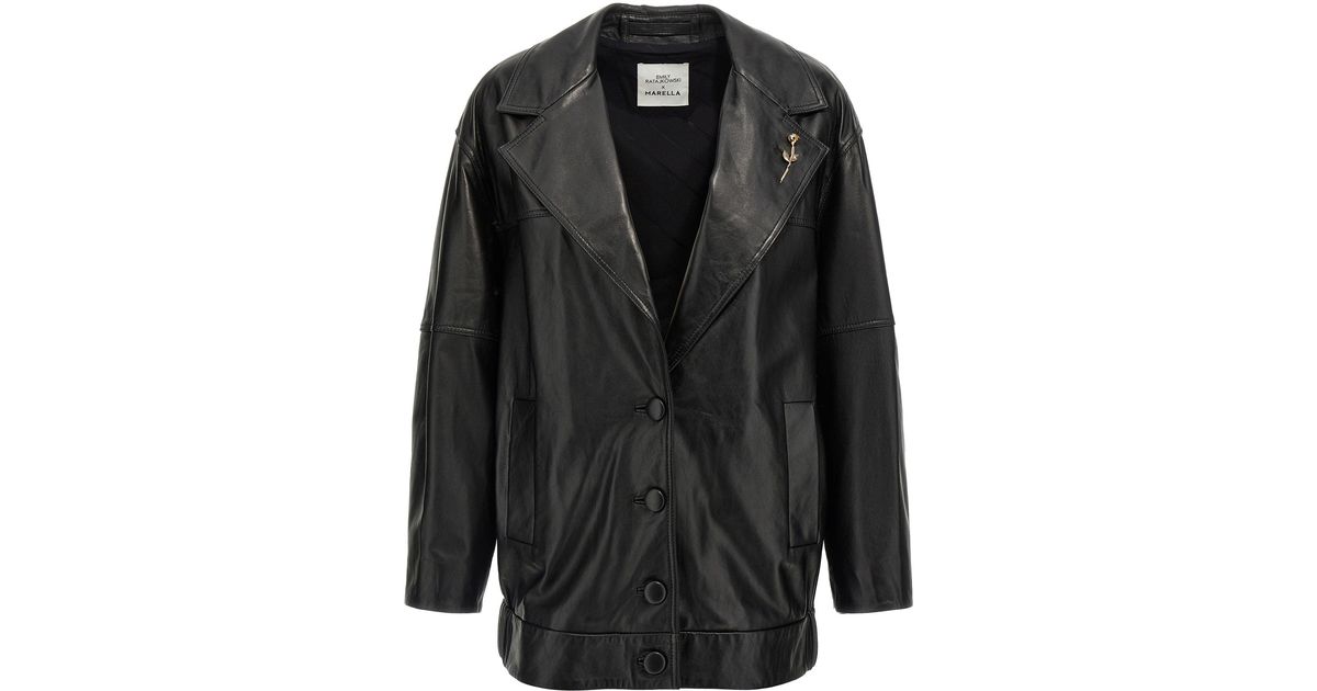 Marella Bomber Capsule Emily Ratajkowski X Puffer Jackets in Black ...