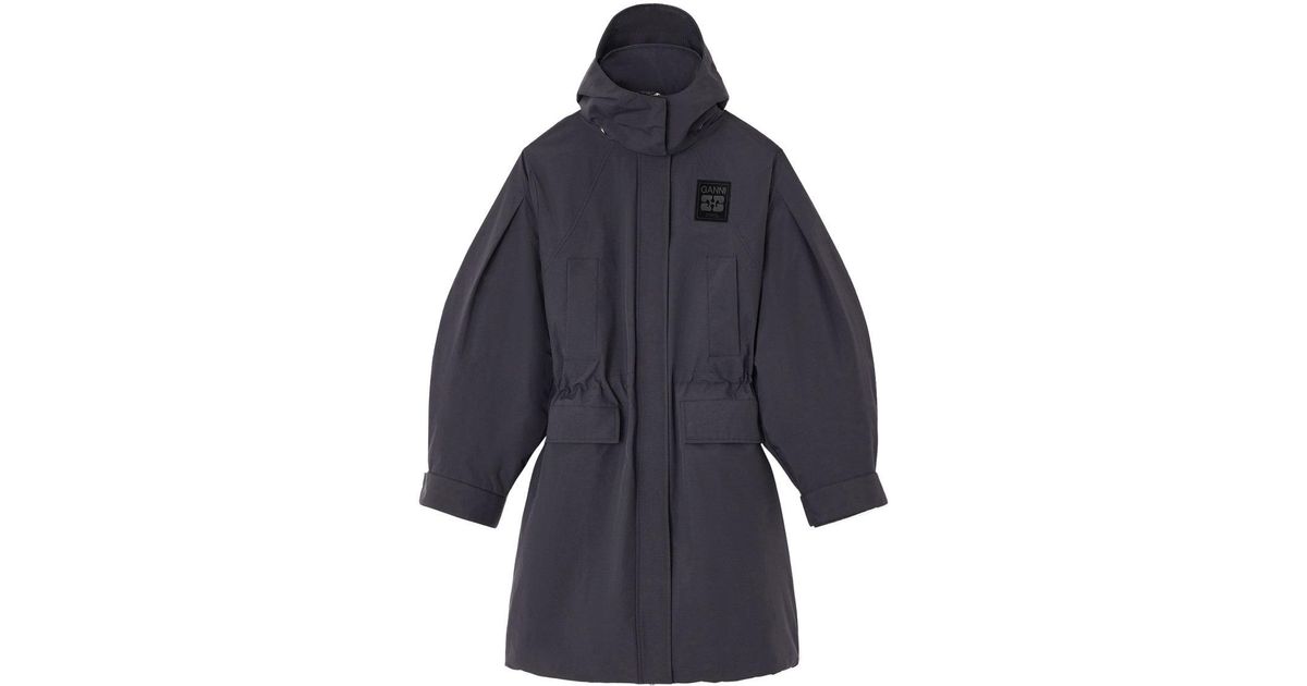Ganni Parka With Logo in Blue | Lyst UK
