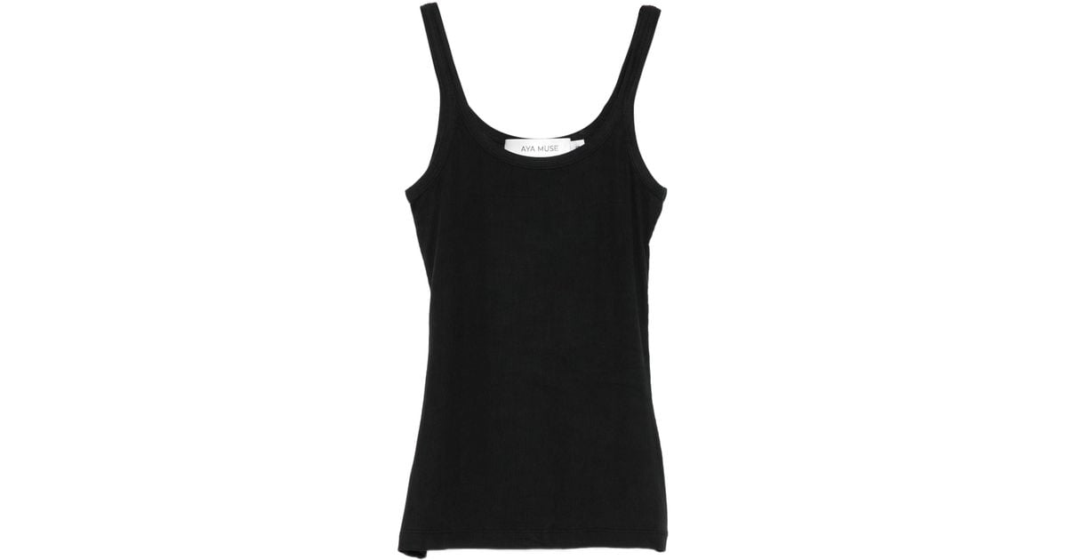 AYA MUSE Ribbed Scoop Tank in Black | Lyst