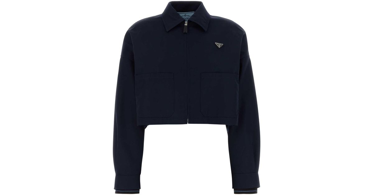 Prada Dark Blue Poplin Jacket | Lyst UK