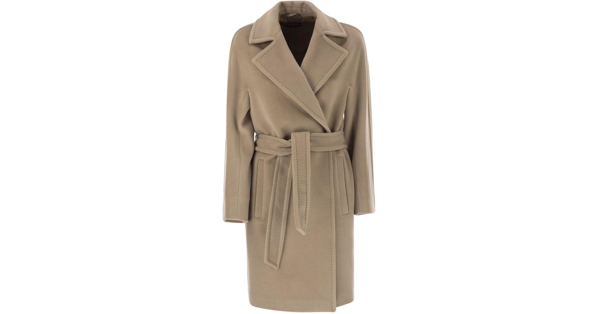 Max Mara Scire Wool Beaver Dressing Gown Coat in Natural | Lyst UK