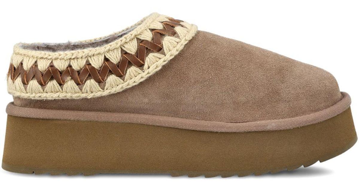 Mou Platform Clog Suede Slippers in Brown | Lyst UK