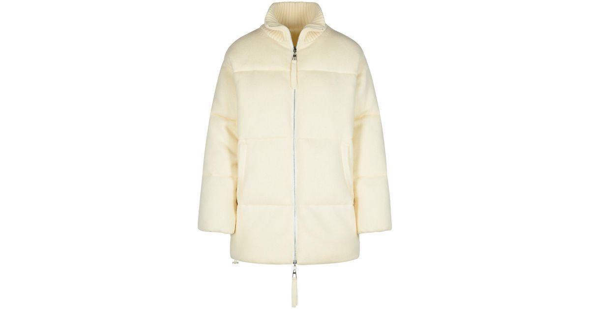 P.A.R.O.S.H. 'Last' Cream Wool Blend Down Jacket in White | Lyst