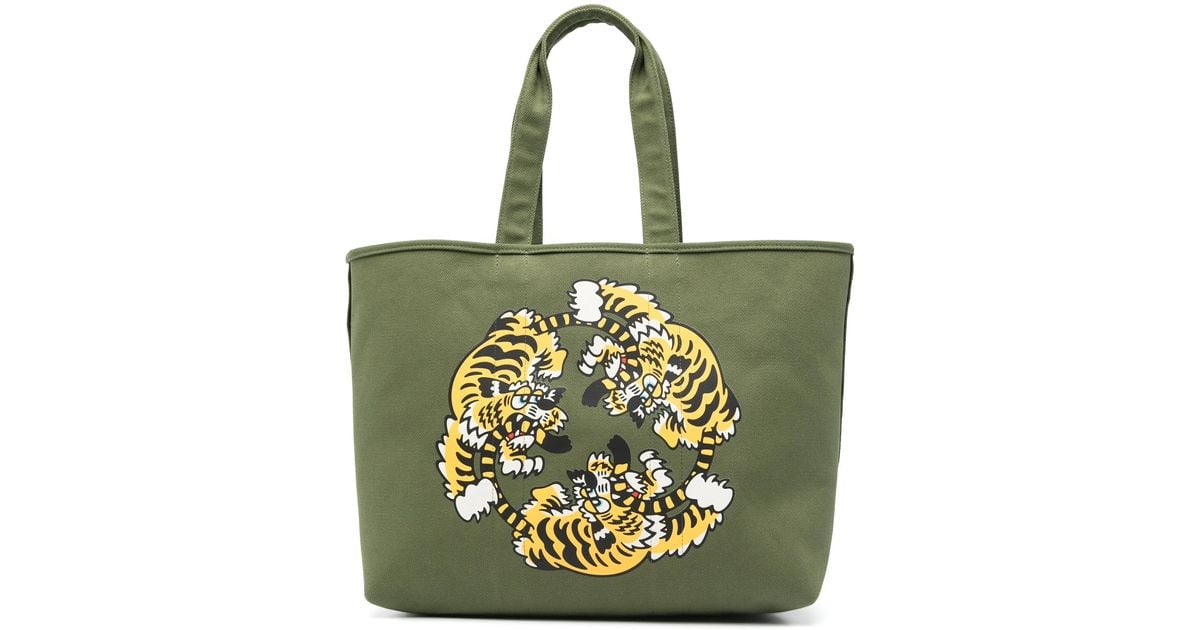 KENZO Large Tote Bag in Green | Lyst