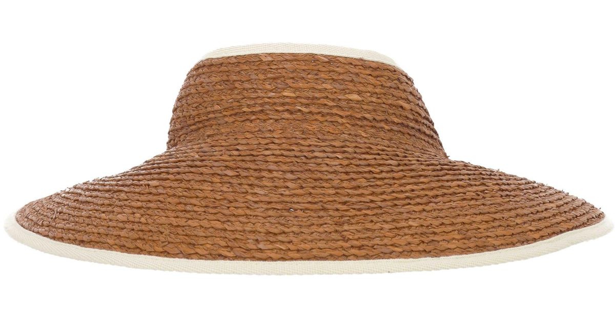 Helen Kaminski Wide Brim Raffia Visor Hat in Brown | Lyst