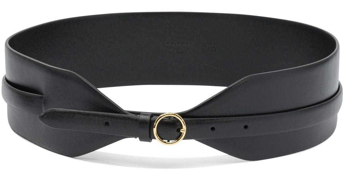 Alaïa Wide Double Leather Belt in Black | Lyst UK