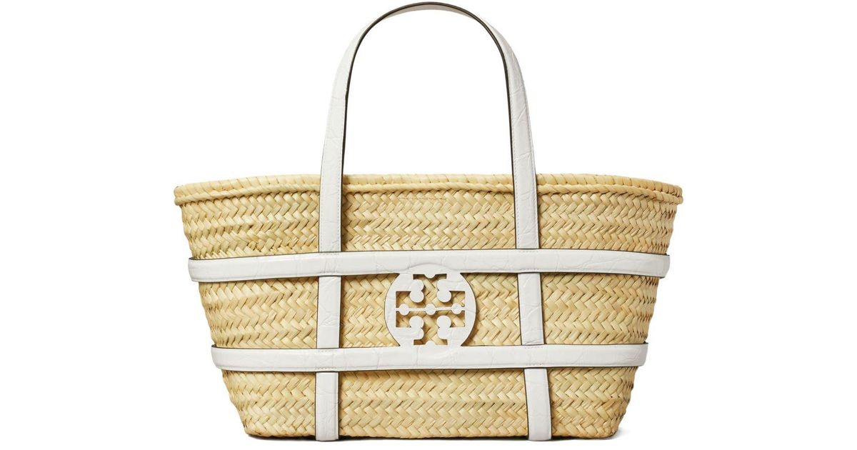 Tory Burch Ella Straw Basket Bag in Metallic | Lyst UK