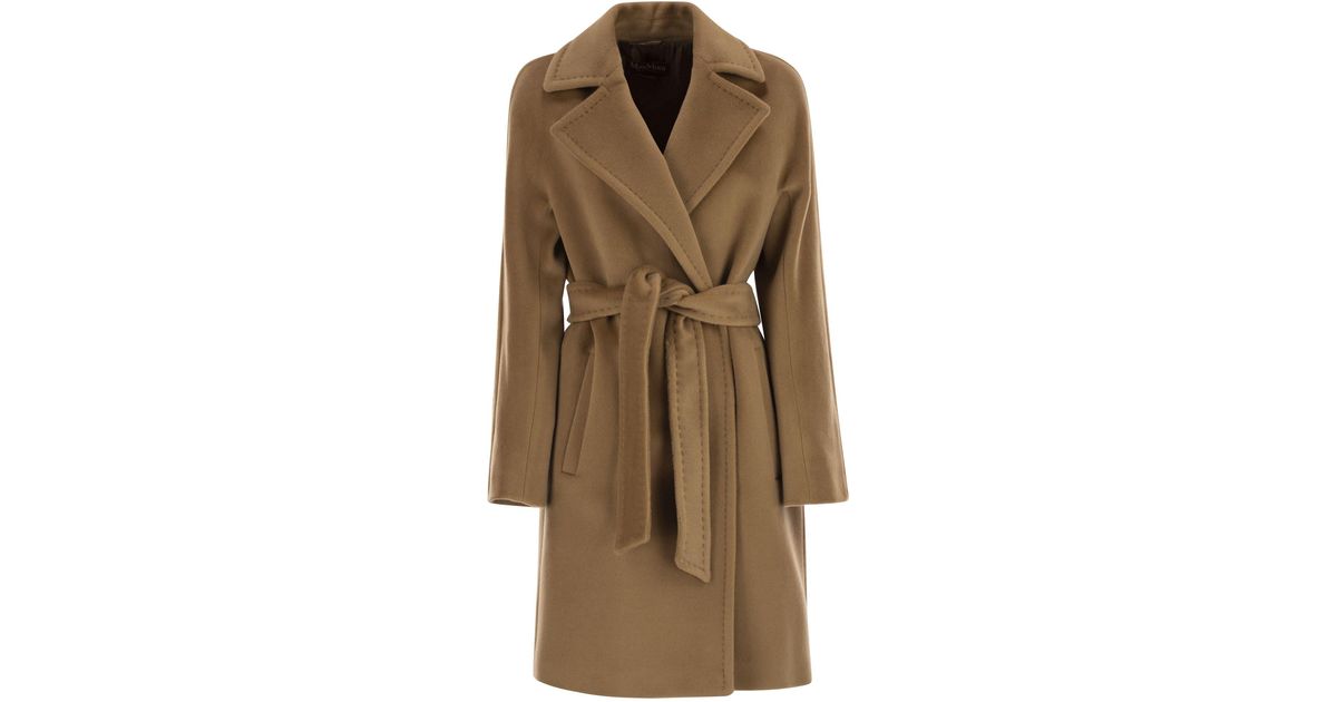 Max Mara Scire Wool Beaver Dressing Gown Coat in Natural | Lyst
