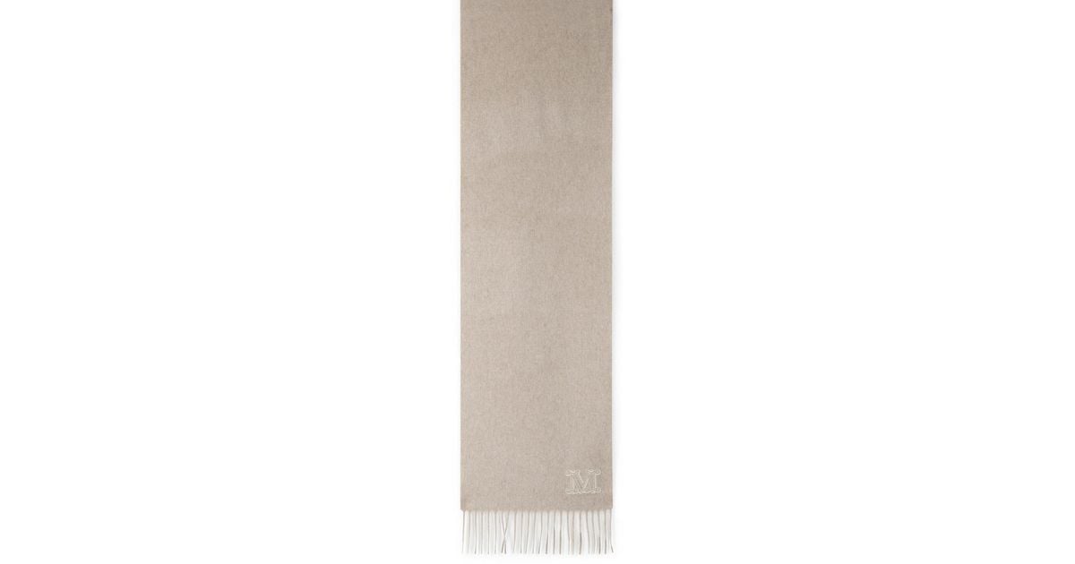 Max Mara 'Wsdalia' Sand Cashmere Scarf in White | Lyst UK