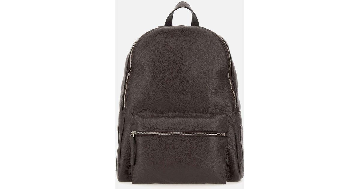 Orciani Textured Leather Backpack in Gray for Men | Lyst