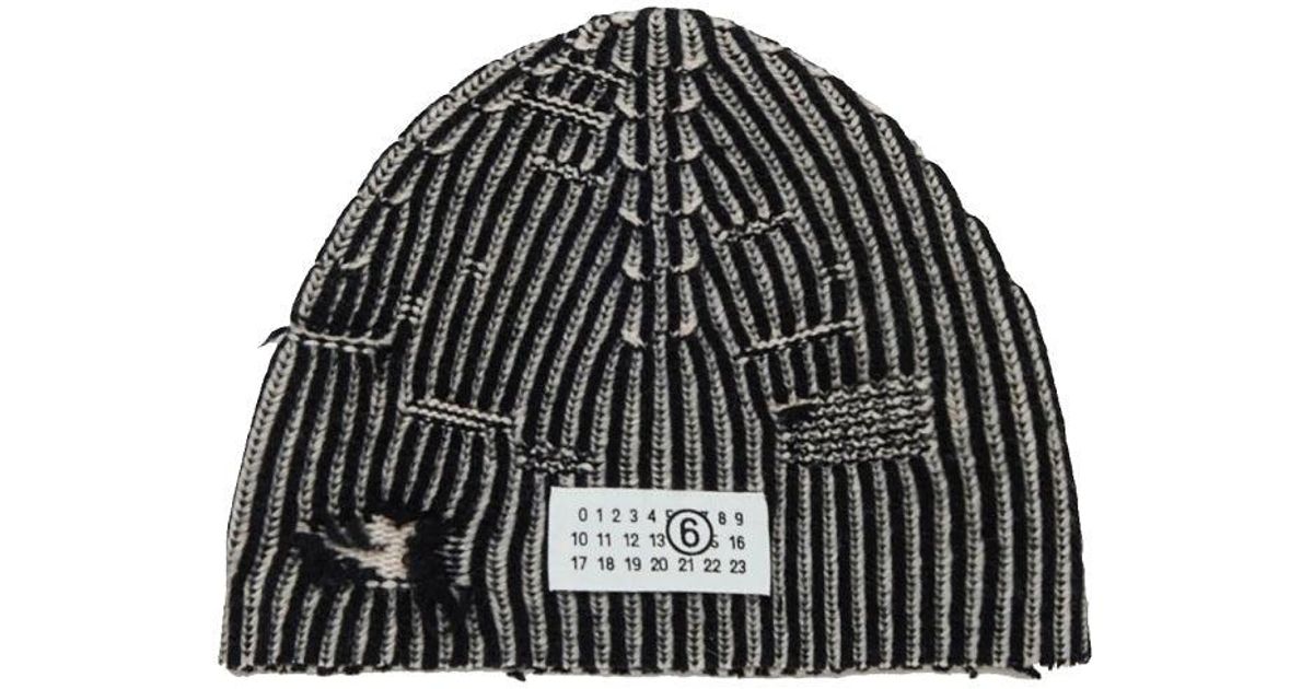 MM6 by Maison Margiela Beanie Hat With Logo in Black | Lyst UK