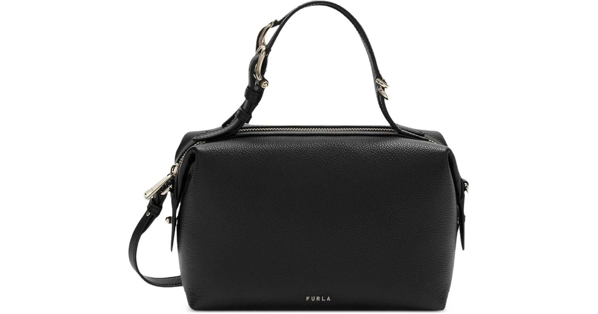 Furla Double Mini Boston Bag in Black | Lyst
