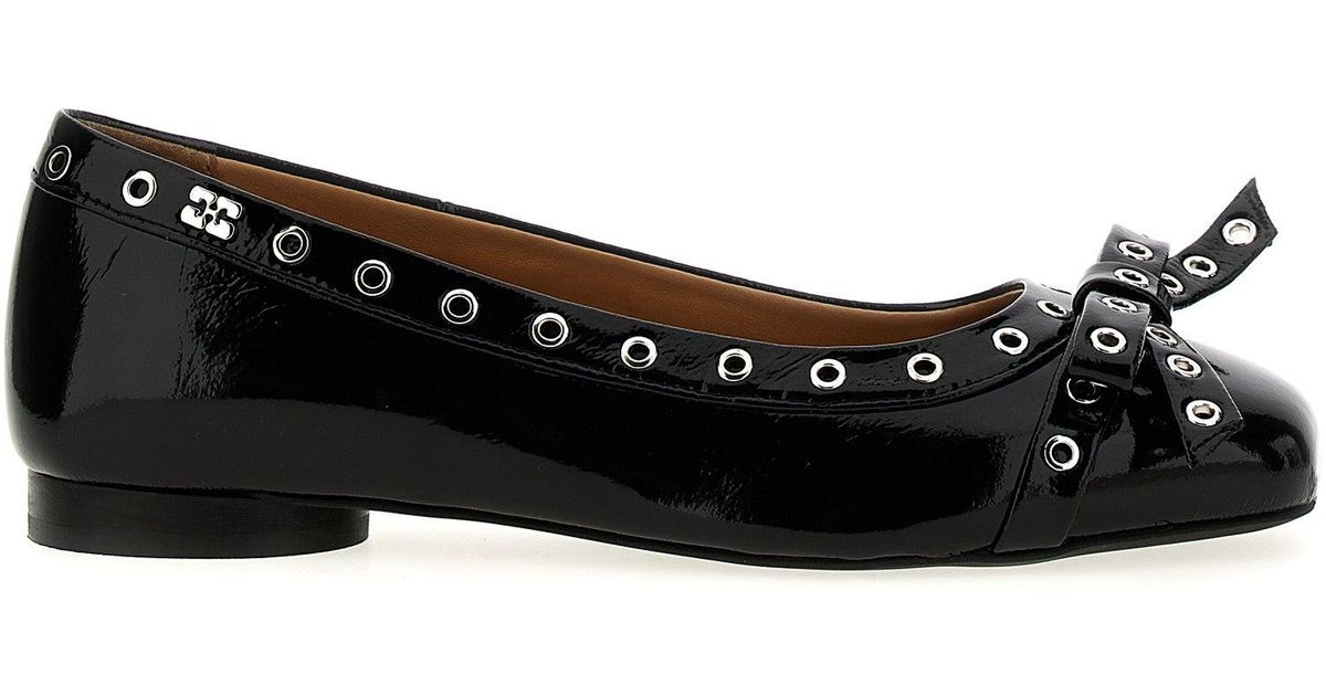 Ganni 'Eyelets Bow' Ballet Flats in Black for Men | Lyst