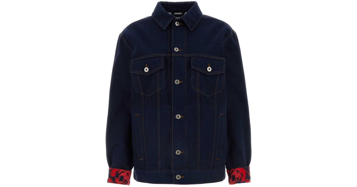 Burberry Oversized Denim Jacket in Blue | Lyst