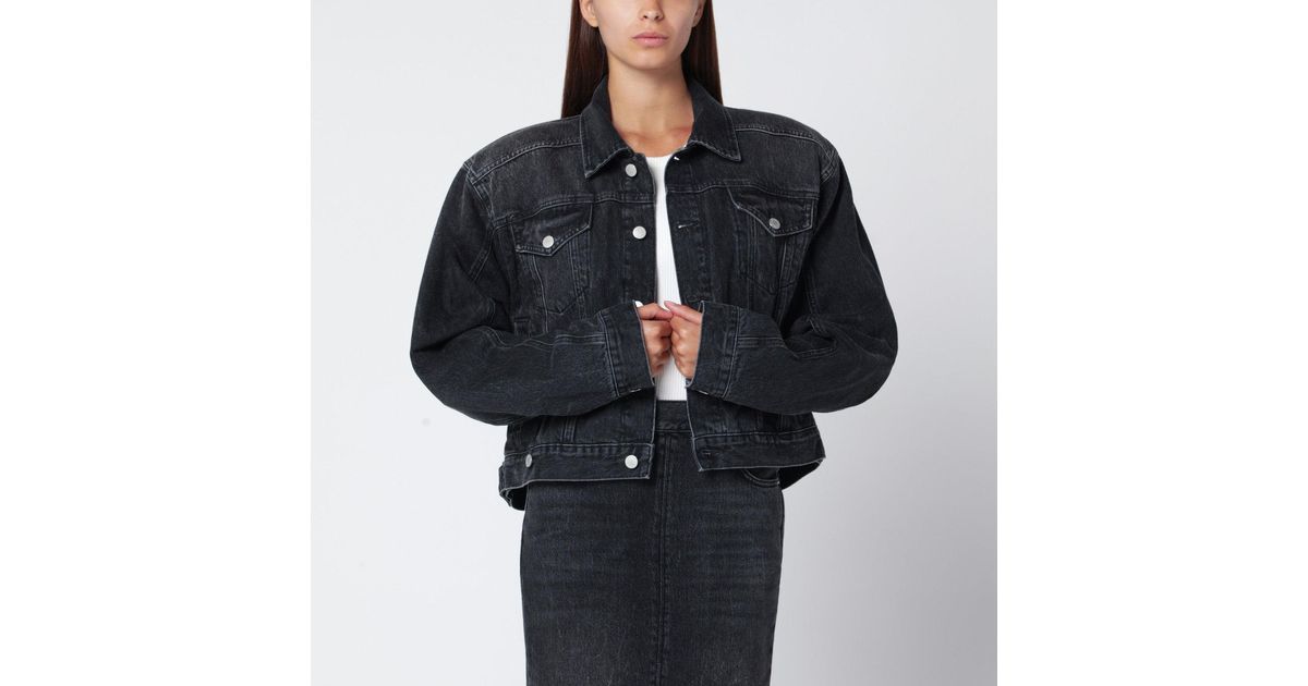 Haikure Washed Effect Renee Denim Jacket in Black | Lyst