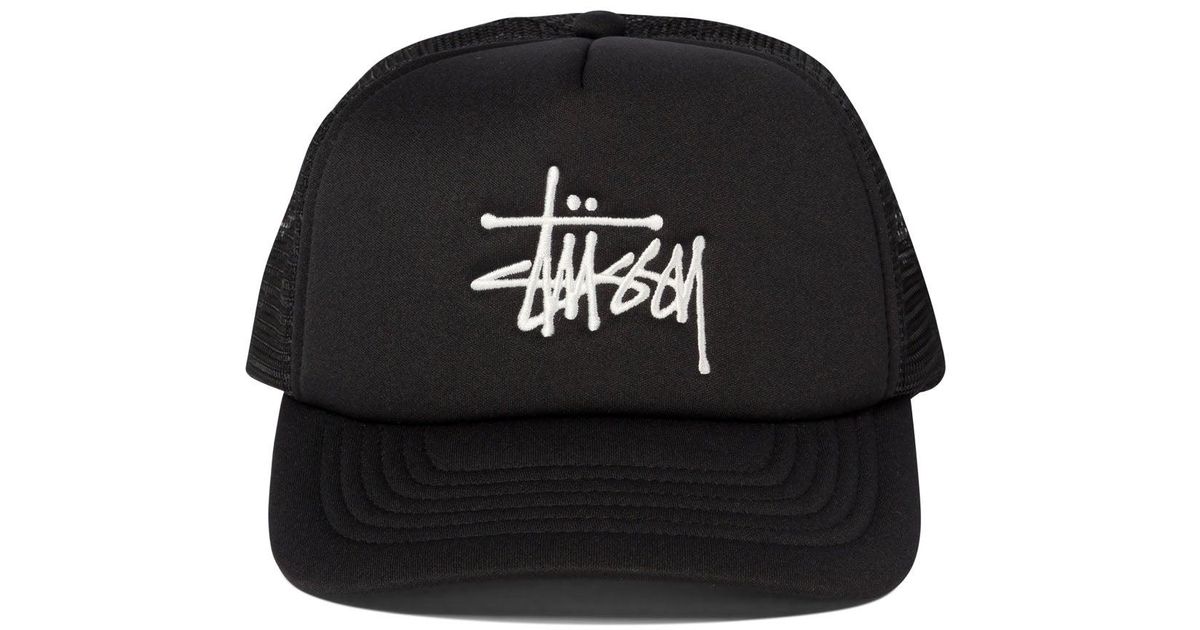 Stussy "Big Basic" Trucker Cap in Black for Men | Lyst