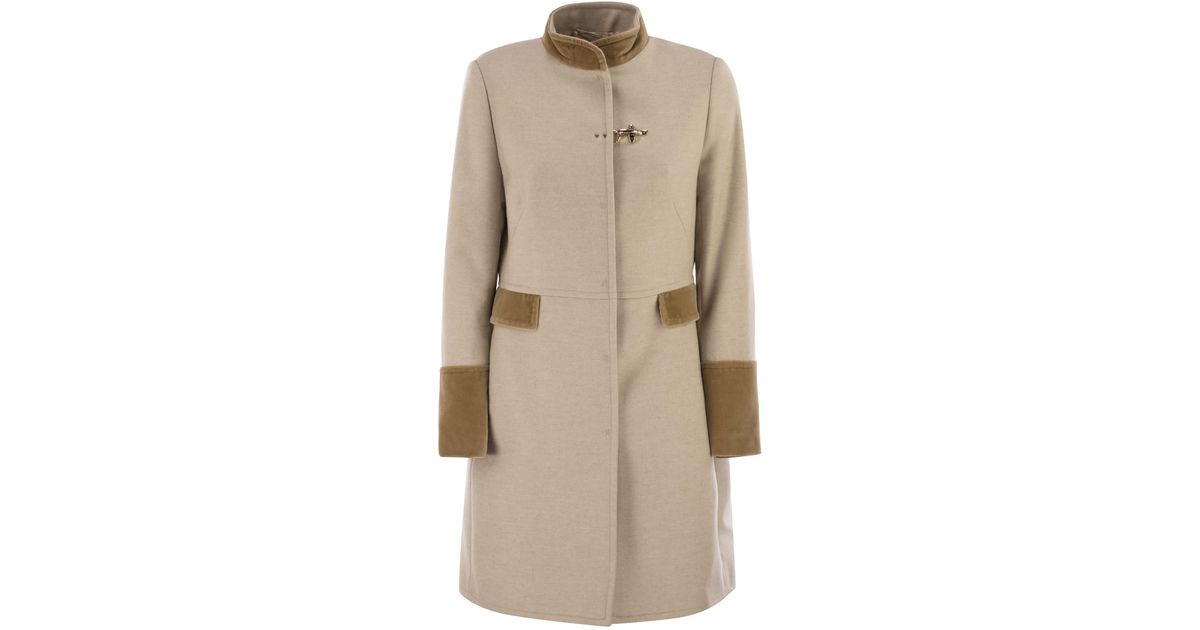 Fay Wool Cloth Coat in Natural | Lyst UK