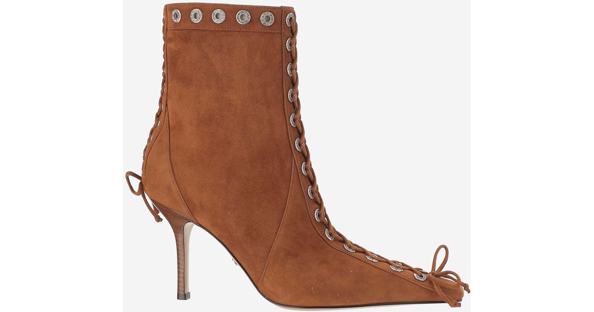 Mach & Mach Leather Boots With Triangle Toe in Brown | Lyst UK