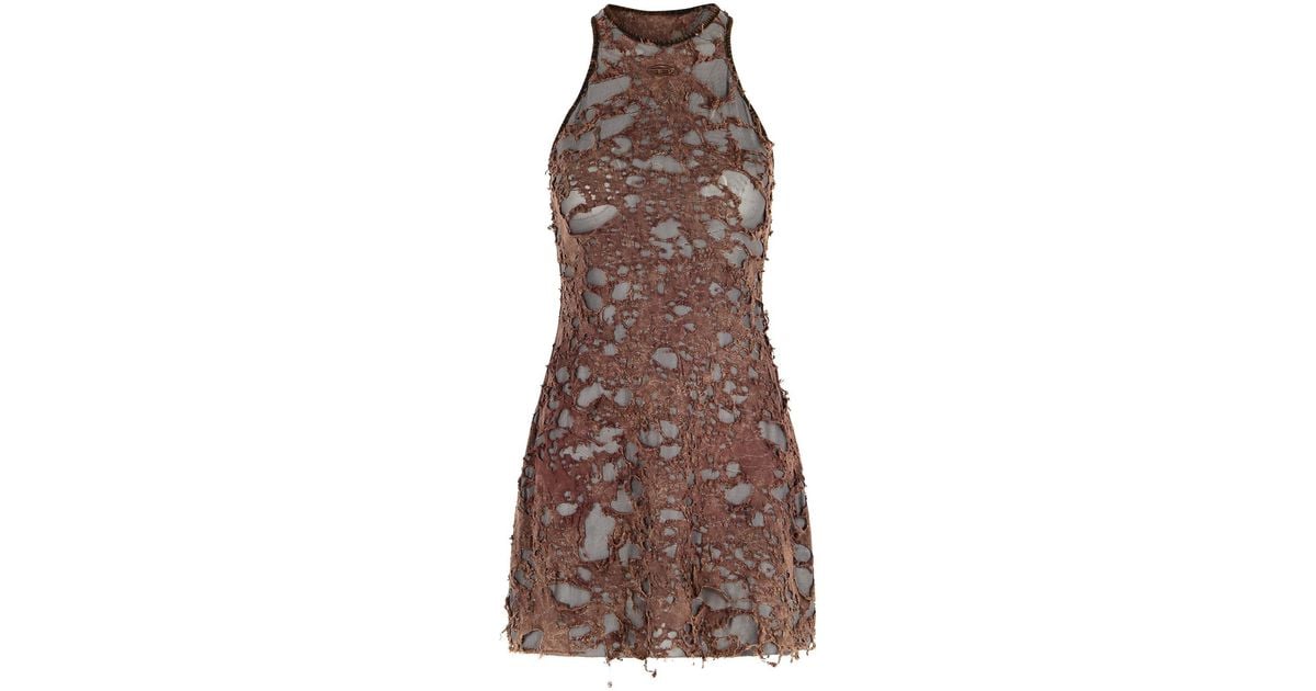 DIESEL Cotton Blend Dress in Brown | Lyst UK
